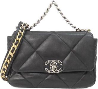 Chanel Pre-owned Sac bandouli&egrave;re 19 en cuir dagneau - Femme - Pre-owned - Noir - Taille: ONE Size