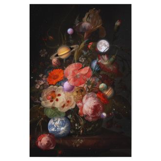artboxONE Poster 45x30 cm Natur Bouquet of Planets hochwertiger Design Kunstdruck - Bild Galaxy Collage Color