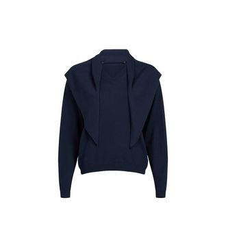 Saison 1865 Pull col v &agrave; &eacute;charpe amovible en laine