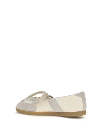 Maison Margiela Womens Ballerina Flats Lace-Uo Bleached Sand Shoes