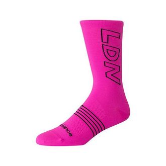New Balance Unisexe London Marathon Crew Sock en Rose/Noir, Polyester, Taille L