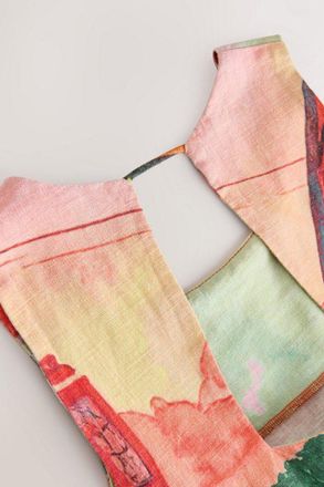 Next Minikleid Etui-Minikleid mit eckigem Ausschnitt und Leinen (1-tlg)