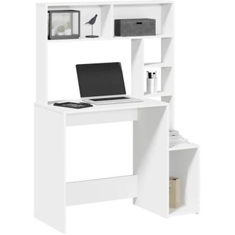 vidaXL Bureau avec &eacute;tag&egrave;res blanc 100x45x140 cm bois ding&eacute;nierie Vidaxl