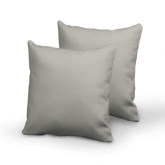 Pizuna Luxuri&ouml;ser Soft-Satin 2er Pack Kissenbezug 65 x 65 cm Silber, 400 Fadenzahl Baumwolle Quadratisch Kissenbez&uuml;ge, 100% Langstapel Baumwolle Nur Kissenbe