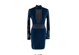 Balmain Navy Bodycon Dress Size S