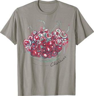 Trendy Apparel Cherries Assorted Watercolor Painted Cherry T-Shirt