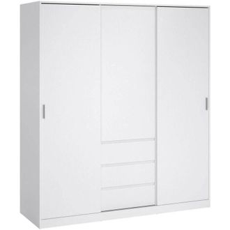 Dmora Kleiderschrank 3 T&uuml;ren Mathieu, Schlafzimmerm&ouml;bel, Schrank, Garderobe, 177x60 h200 cm, Gl&auml;nzendes Wei&szlig; - Dmora