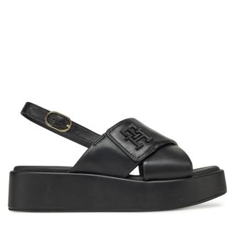 Tommy Hilfiger Sandalen Tommy Hilfiger Th Logo Hw Padded Leather Sandal FW0FW08808 Schwarz