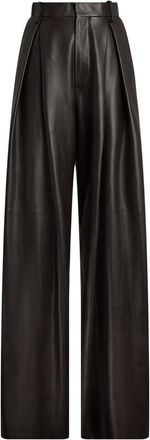 Ralph Lauren Collection pantalon plissé en cuir - Marron