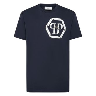 Philipp Plein T-Shirt Col Rond Hexagone - Homme - Tops - Bleu - Taille: 2XL
