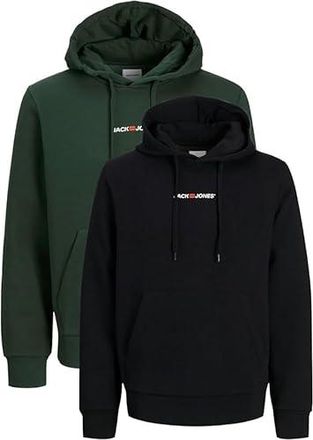Jack & Jones JACK&JONES JJECORP Lot de 2 sweat-shirts &agrave; capuche pour homme avec logo ancien (DE/NL/SE/PL, Alphanum&eacute;rique, M, Regular, Regular, Black)