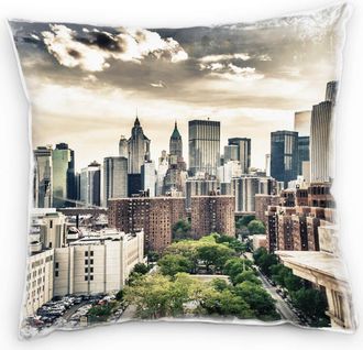 Paul Sinus Art Urbanes und City, New York, Hochh&auml;user, Wasser Deko Kissen 40x40cm f&uuml;r Couch Sofa Lounge Zierkissen - Dekoration zum Wohlf&uuml;hlen