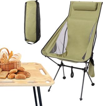 Generic Campingstuhl Strandstuhl Klappstuhl Outdoor | Robuster, humanisierter leichter Camp Direktor Stuhl mit Aufbewahrungstasche, Kissen, Seitentasche f&uuml;r C