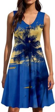 Generic Robes boh&egrave;mes sans manches pour femmes et filles de 4 &agrave; 13 ans, bleu, XXL