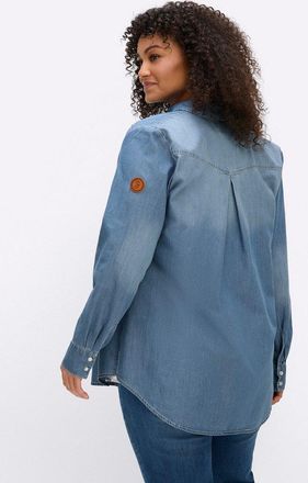Sheego Klassische Bluse Jeansbluse Langarm
