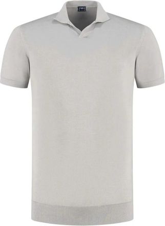Fedeli Homme, Tops, Beige, Taille: 2XL Polo en maille &agrave; col en V