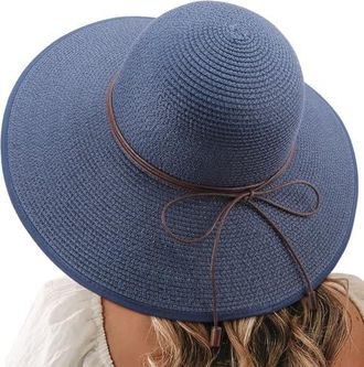 Dreshow Casquette de Plage Femme - Chapeau de Soleil en Paille UPF 50+