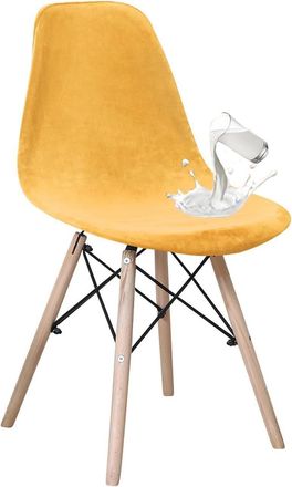 Generic Stretch-Stuhlbezüge Aus Velours Dehnbar, Waschbar & Universell Für Esszimmer, Küche, Hotel Und Feste(Yellow,1 PCS)