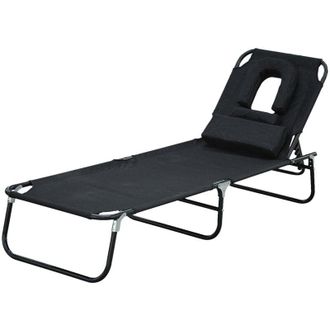 HOMCOM Transat de jardin chaise longue pliante bain de soleil pour lecture noir