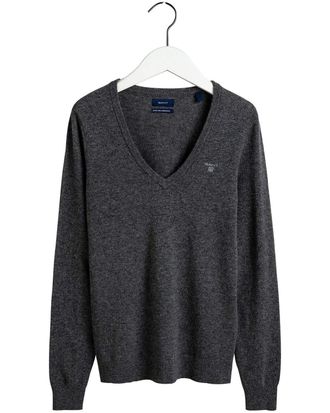 GANT Gant Herren Extrafine Lambswool V-Neck Pullover, Dk Charcoal Melange, M EU