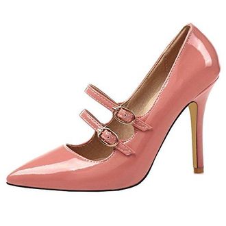 Smilice Escarpins élégants Mary Jane pour femme avec talon aiguille, Rose, 45 EU