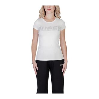 Guess Crystal Logo Tee Short Sleeve - - Tops - Damen - Wei&szlig; - S