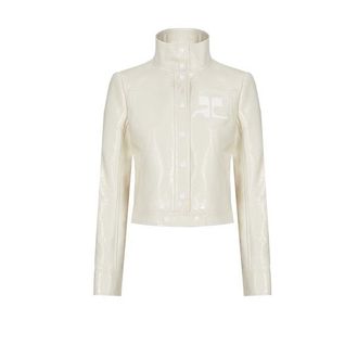 Courr&egrave;ges Veste vinyle en coton m&eacute;lang&eacute;