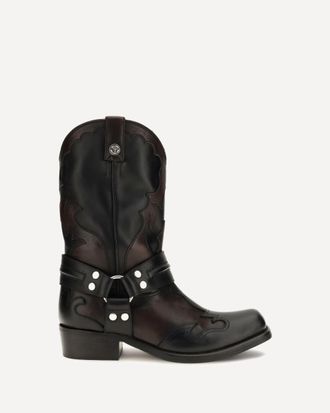 Versace Sylvester leather Cowboy Boots Female 38