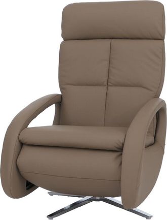 Hhg [NEUWERTIG] Relaxsessel HHG-804, TV-Sessel Liegesessel, Liegefunktion drehbar, elektrisch verstellbar Voll-Leder taupe