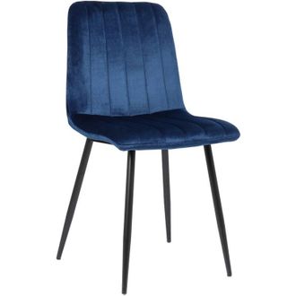 Clp Chaise de salle &agrave; manger &agrave; cadre noir &eacute;l&eacute;gant et si&egrave;ge en velours matelass&eacute; diverses couleurs colore : bleu