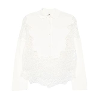 Ermanno Scervino Femme, Blouses et Chemises, Blanc, Taille: 40 FR Camicia in maglia di viscosa inserti in pizzo macram&egrave;