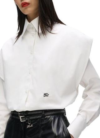 Karl Lagerfeld Chemise droite col classique &eacute;paules marqu&eacute;es en coton bio
