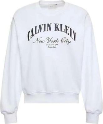 Calvin Klein Jeans Femme, Sweatshirts et sweats &agrave; capuche, Blanc, Taille: 38 FR Logo Graphic Crewneck