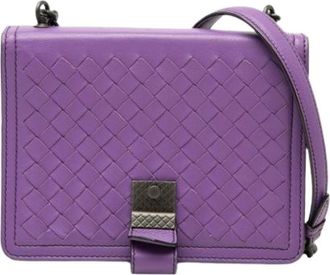 Bottega Veneta Sac bandouli&egrave;re tress&eacute; en nappa - Femme - Pre-owned - Violet - Taille: ONE Size