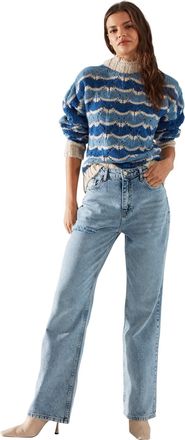 Trendyol Damen Trendyol Ripped Detailed High Waist Wide Leg Jeans, Blau, 38 EU