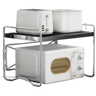 Generic Mikrowellen-Regal Und Toaster-Ofenst&auml;nder Aus Metall - Stabiles Aufbewahrungsregal for K&uuml;chentheke, Platzsparende Mikrowellentheke, K&uuml;chenregal(Black)
