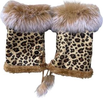 Generic Mitaines dhiver classiques pour femmes et adolescents - Moufles intemporelles en fausse fourrure pour temps froid, imprim&eacute; l&eacute;opard, M