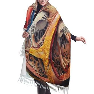 Generic Longue Longue Écharpe Châle Tableau cardiaque humain imprimé Echarpe Hiver Femme Doux Shawl pour Homme Femmes Party 68X196cm