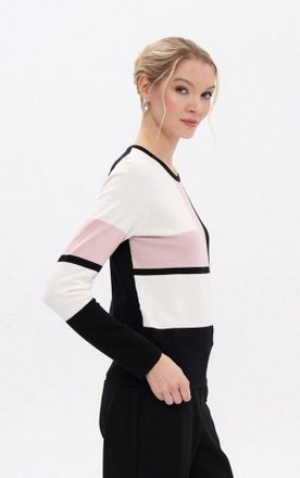 Passioni Strickpullover im Farbblock-Design