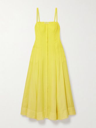 Gabriela Hearst Magritte Maxikleid Aus Einer Kaschmir-seidenmischung Mit Fischgratmuster - Gelb