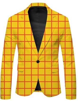 Generic Veste &agrave; carreaux pour homme - Coupe ajust&eacute;e - Moderne - Grand motif &agrave; carreaux - Veste de costume sportive et &eacute;l&eacute;gante - Veste de loisirs pour affaire
