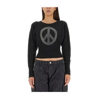 Moschino Friedenssymbol-Strickware mit Halsketten-Detail - - Knitwear - Damen - Schwarzk - S