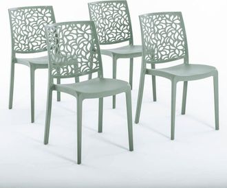 Siediti Fuori e Dentro Anna St&uuml;hle aus Harz mit Glasfaser (4, Salbei gr&uuml;n)