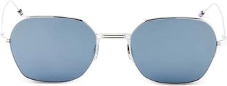 Thom Browne Sonnenbrille mit geometrischem Gestell - Silber