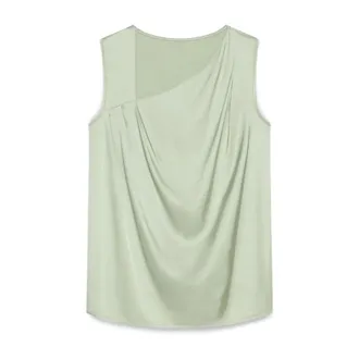 Fiorella Rubino Femme, Tops, Vert, Taille: 46 FR Blouse en satin stretch avec drap&eacute; asym&eacute;trique