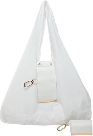 Generic Mini sac fourre-tout pliable et extensible avec porte-cl&eacute;s compact pour le shopping, les voyages, un usage quotidien, blanc, 33*27*26cm/12.99*10.66*10