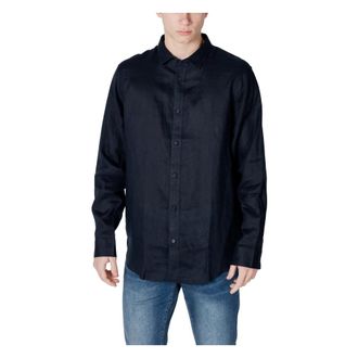 A|X Armani Exchange Blaues Leinenknopfhemd - - Shirts - Herren - Blau - S