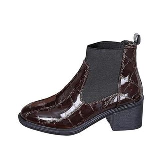 Generic Bottines Chelsea &agrave; bout rond pour femme - &Eacute;l&eacute;gantes - Style d&eacute;contract&eacute; - Classique - Talon &eacute;pais - Confortable - &Agrave; enfiler - Pour le bureau et le sho