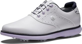 FootJoy Chaussures de golf Traditions pour femme, Blanc/violet/bleu marine, 36 EU