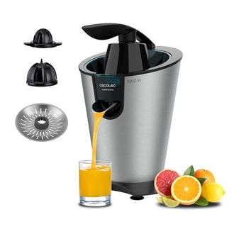 Cecotec Presse Agrume Electrique EssentialVita PowerFresh 1000 Inox. Presse-Agrumes &Eacute;lectrique De 1000 W Avec Bras Levier, Deux C&ocirc;nes D&eacute;montables Et Un Filtre